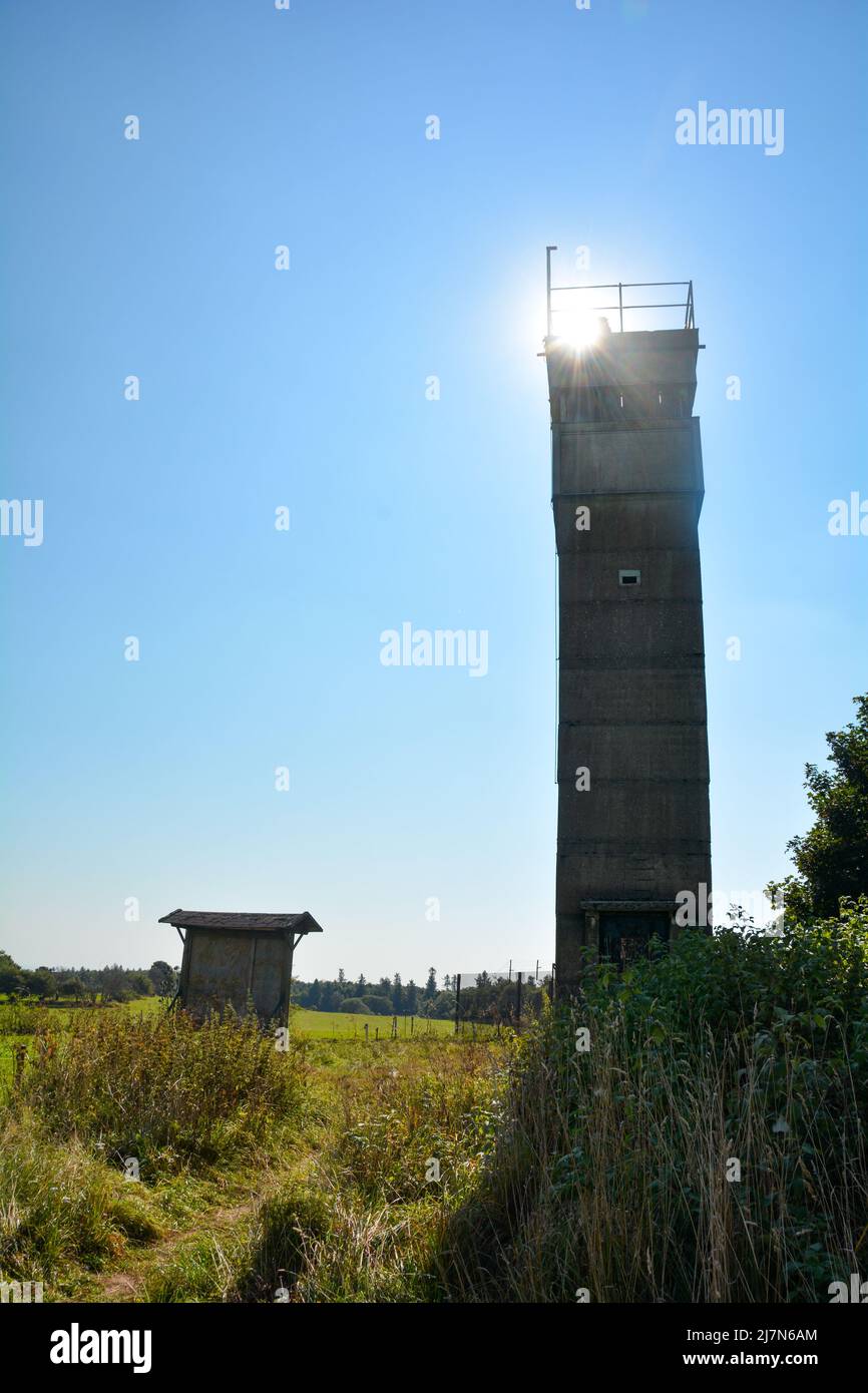 An old border watchtower of a former GDR border fortification, at the ...