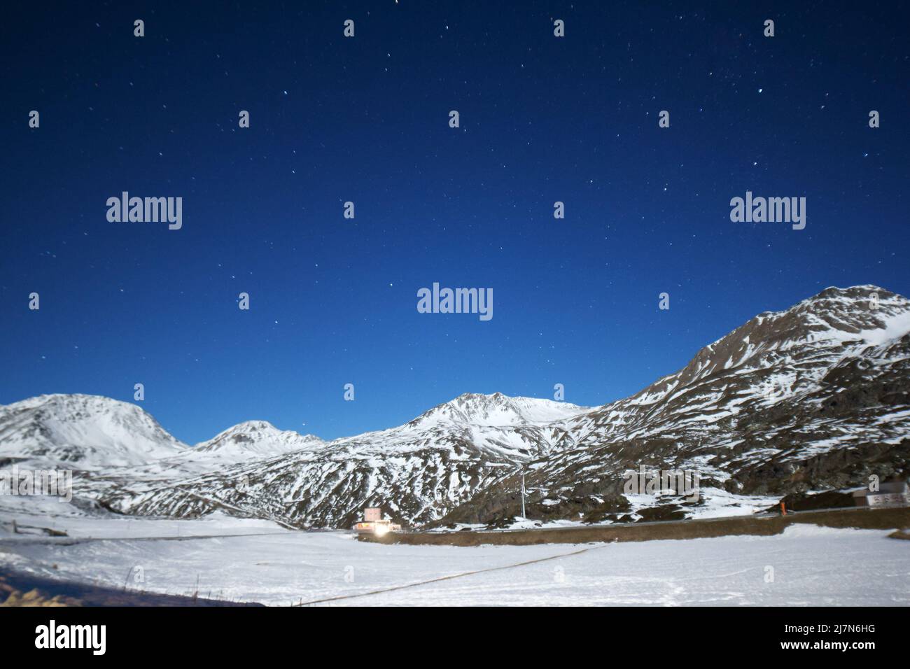 Starry night on the mountain Simplon - an Alps Pass (Long exposure ...
