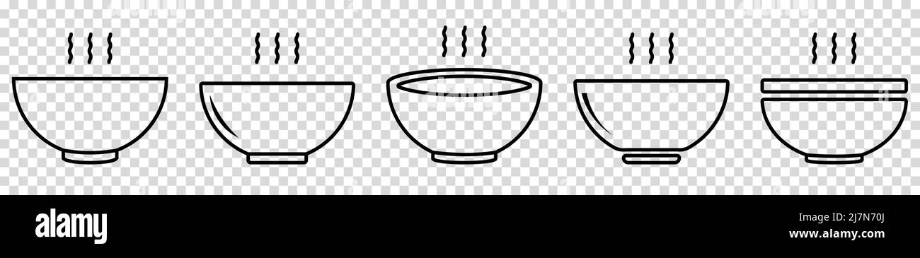 Bowl line icons. Vector illustration isolated on transparent background ...