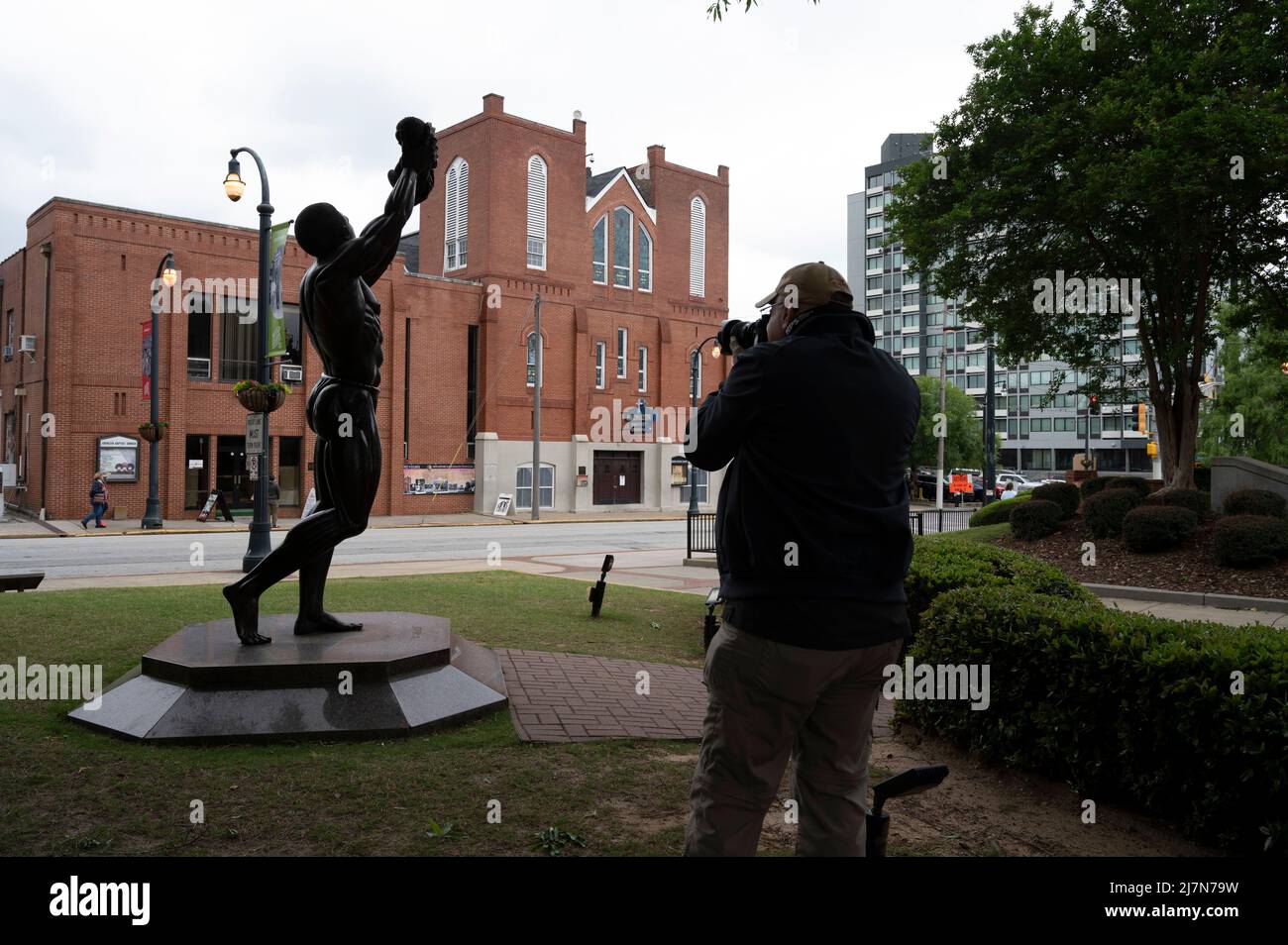 Atlanta, GA, USA. 7th May, 2022. A visitor makes a photo of the Behold ...