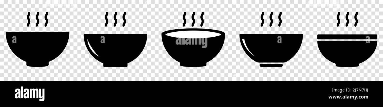 Set of bowl icons. Vector illustration isolated on transparent ...