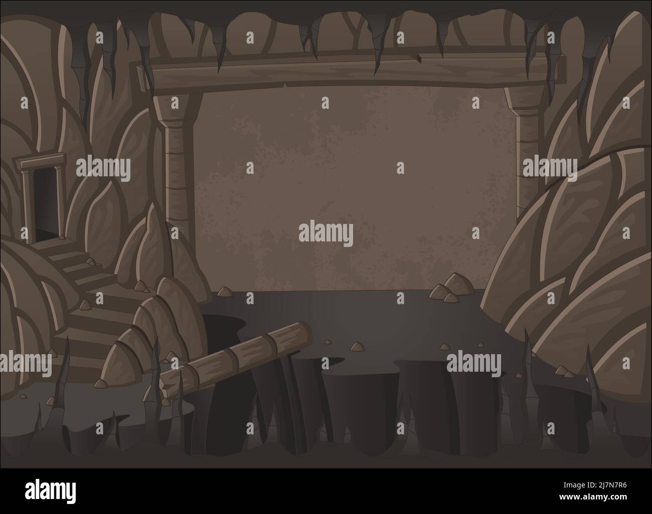 Cartoon cave landscape. Nature scene. Adventure trail Stock Vector ...