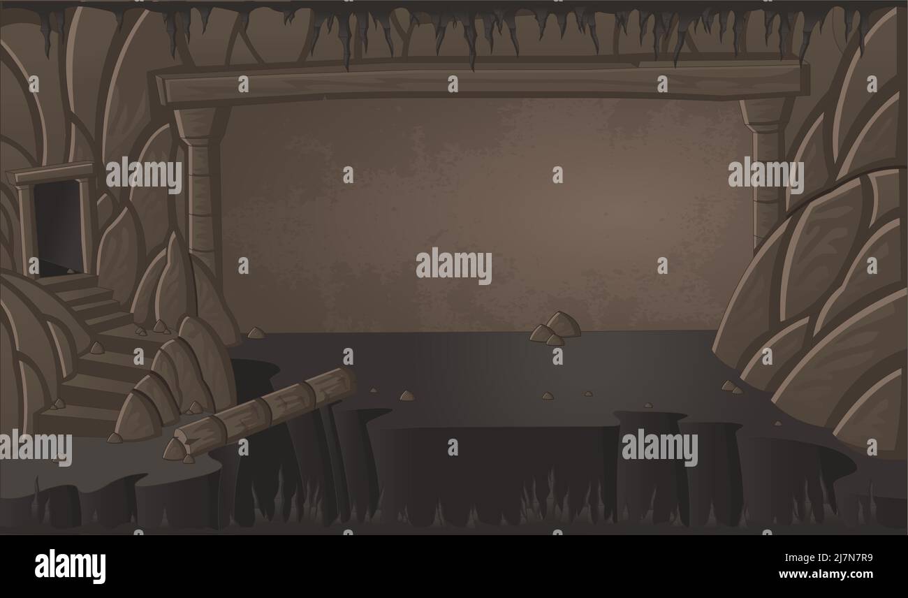 Cartoon cave landscape. Nature scene. Adventure trail Stock Vector ...