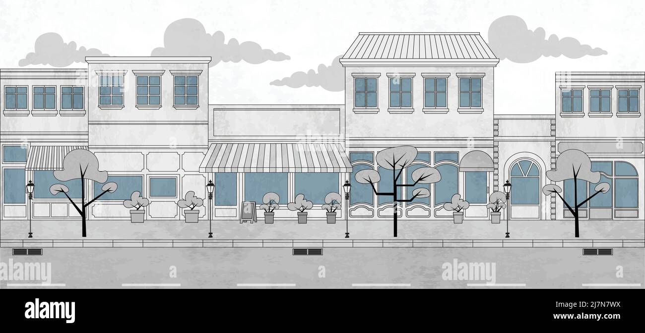 Street of a city with shops Stock Vector Image & Art - Alamy