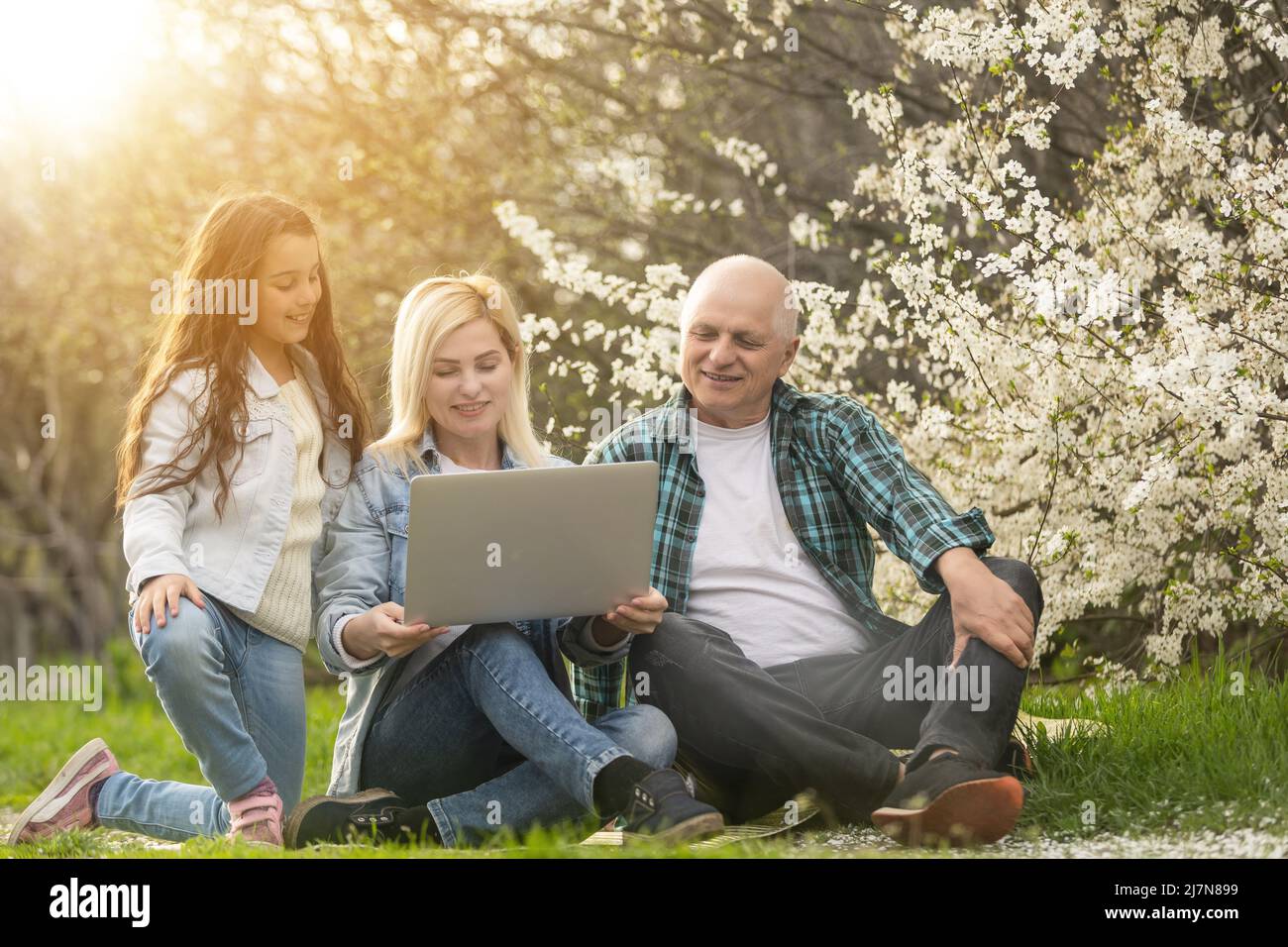 Happy different generations affectionate family having fun indoors ...