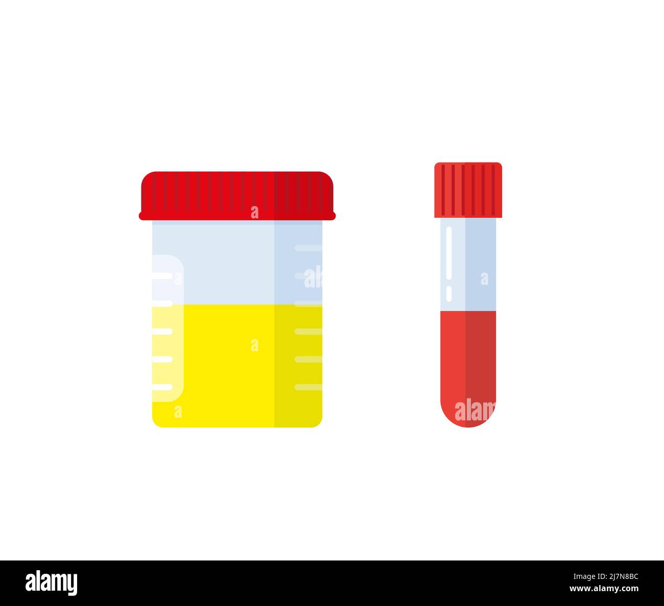 Medical analysis laboratory test urine stool and blood in plastic jars ...