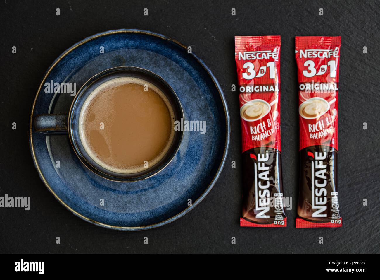 Bern, Switzerland - May 10, 2022: 2 sticks of Nescafe 3 in 1 Original ...
