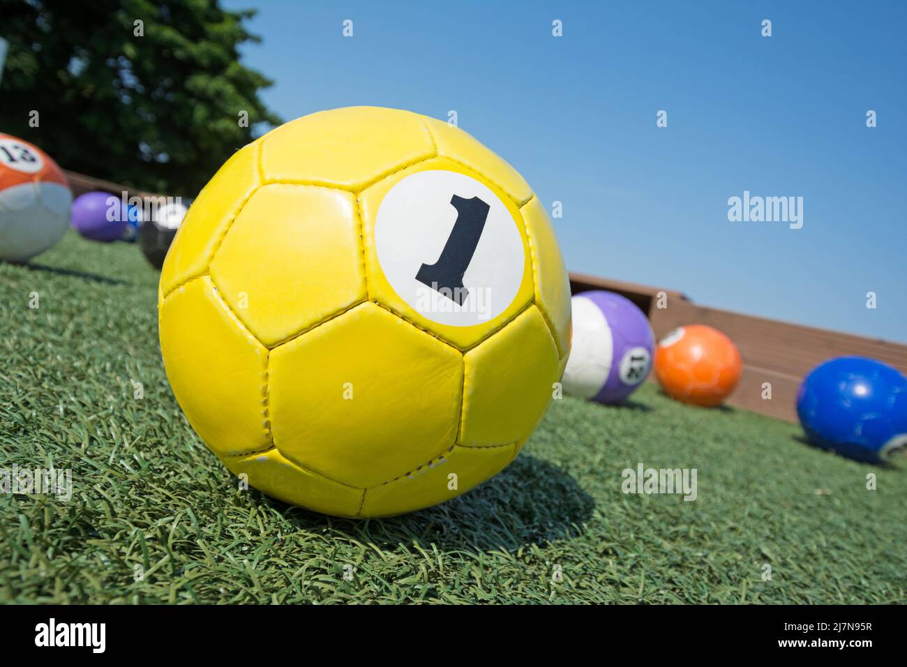 Soccer billiards - soccer ball with number 1 Stock Photo - Alamy