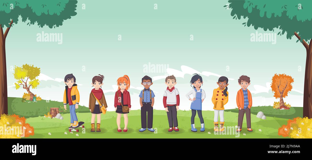 Spring landscape girl Stock Vector Images - Alamy