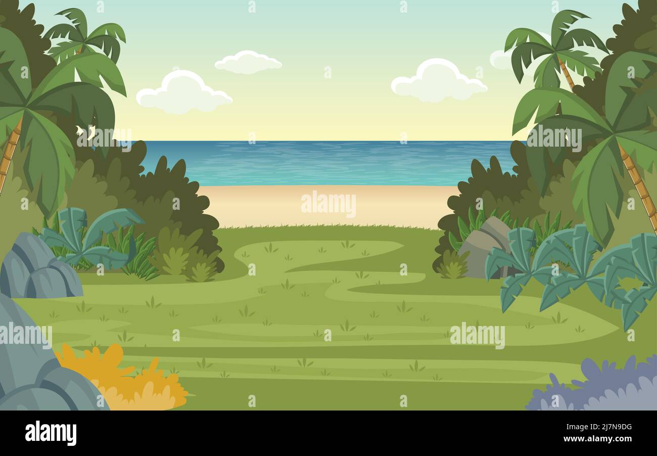 Green forest and tropical beach. Nature landscape Stock Vector Image ...