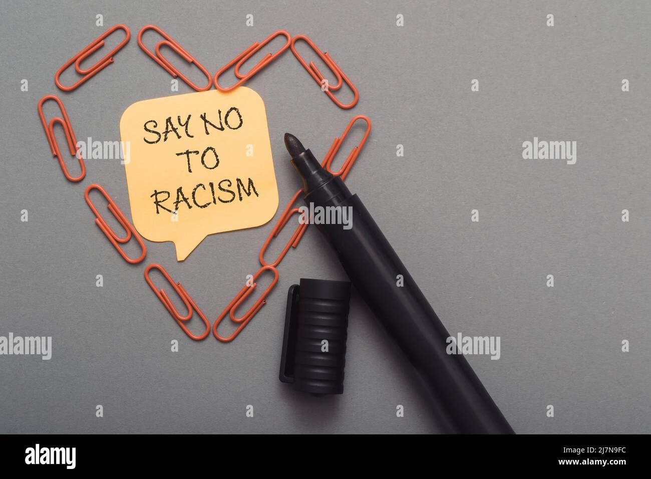 Composition with text Say No To Racism on grey background Stock Photo ...