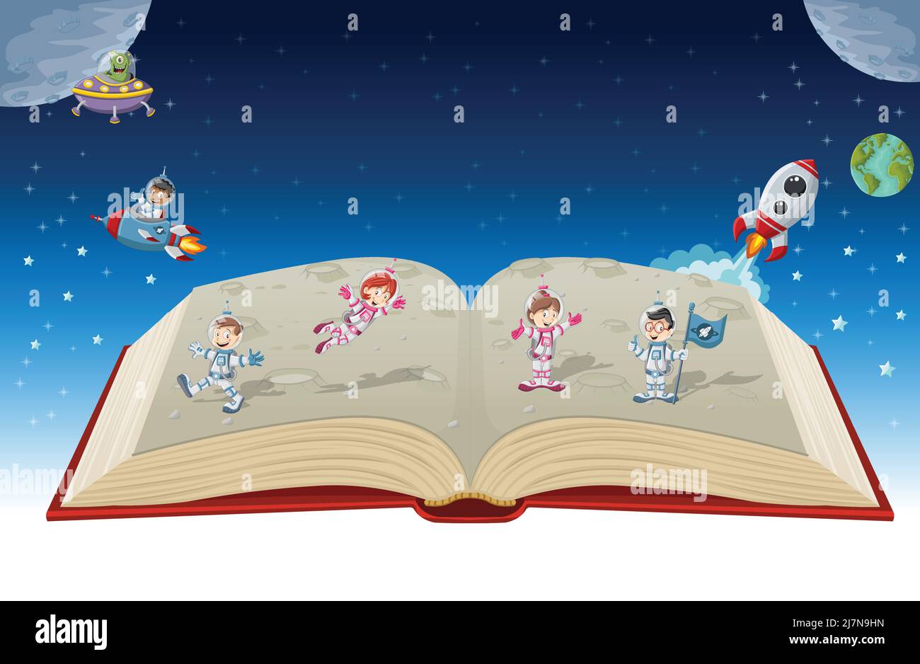 Open fiction book concept Stock Vector Images - Alamy