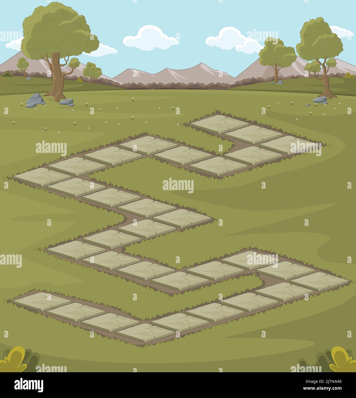 Board game in green park with grass and trees. Nature landscape Stock ...