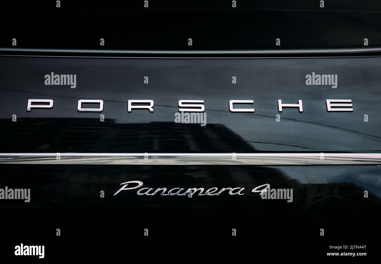 Close Logo Logotype Sign Of Porsche On Black Background. Black porsche ...