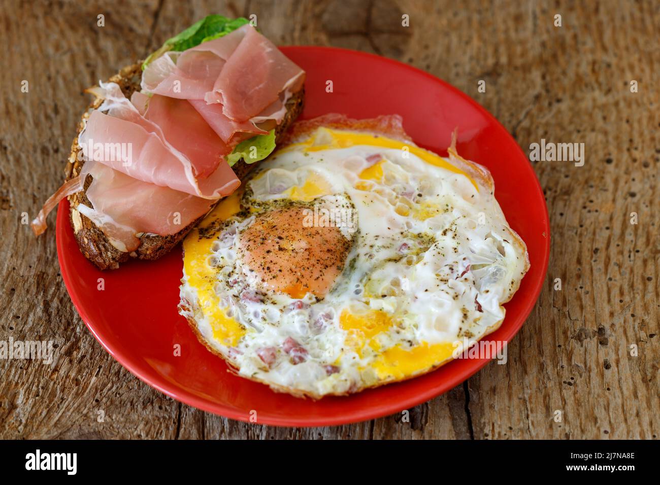 egg sunny side up with bread Stock Photo - Alamy