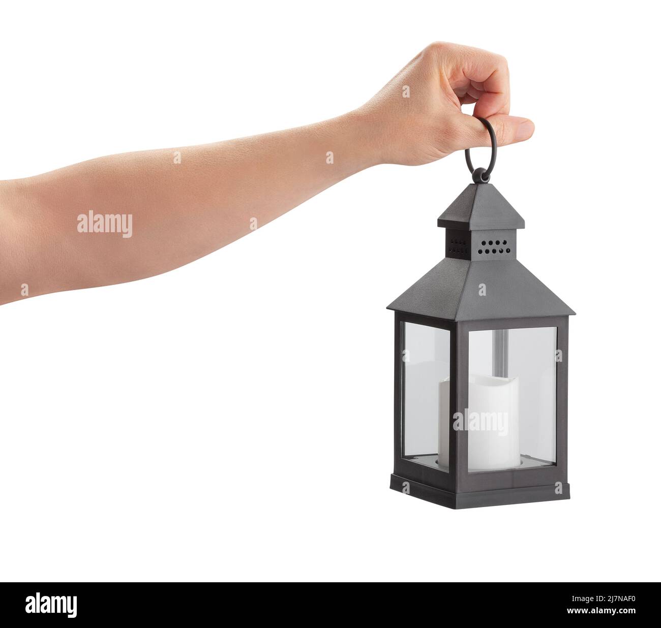 lantern in hand path isolated on white Stock Photo - Alamy