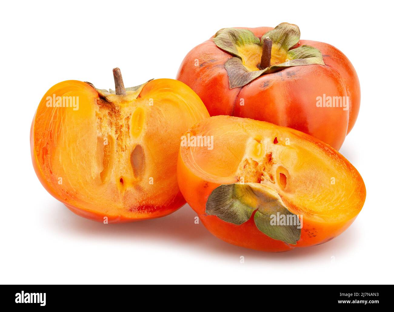sliced persimmon path isolated on white Stock Photo - Alamy