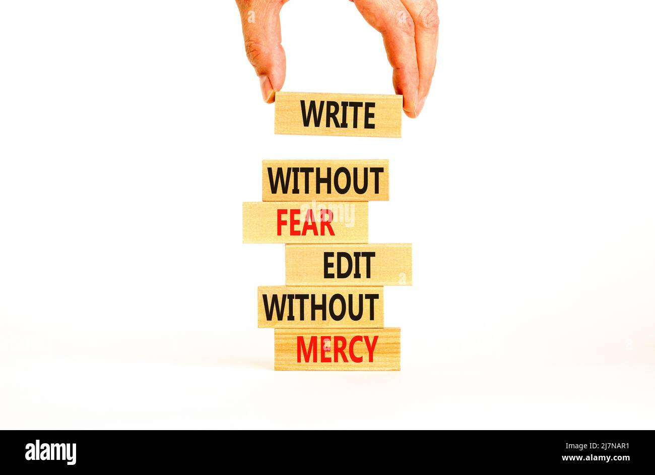 Write and edit symbol. Wood blocks with words Write without fear edit ...