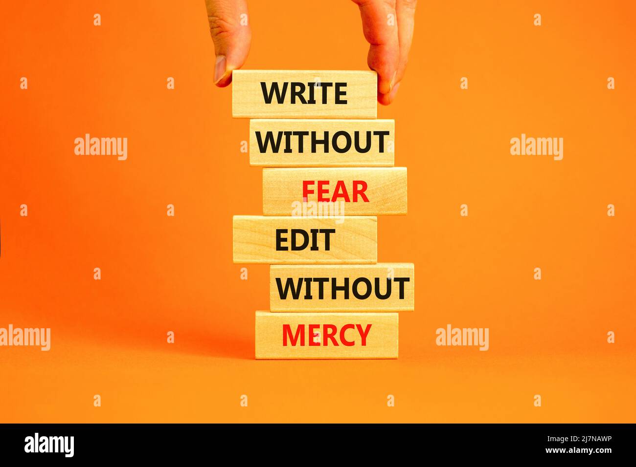 Write and edit symbol. Wood blocks with words Write without fear edit ...