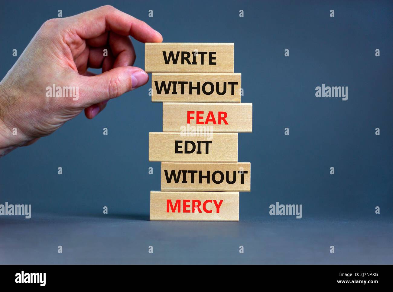 Write and edit symbol. Wood blocks with words Write without fear edit ...