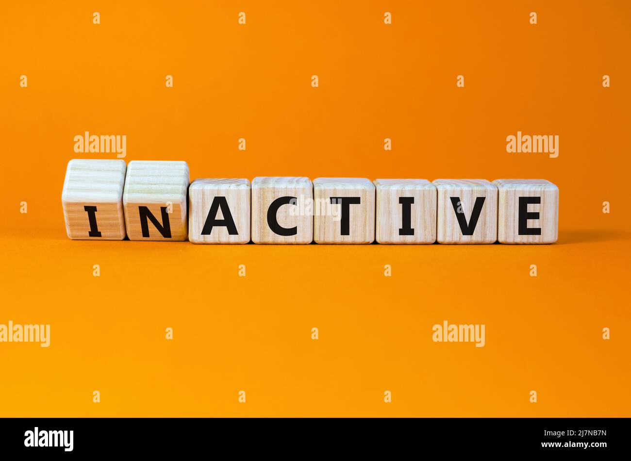 Active or inactive symbol. Turned wooden cubes and changed the concept ...