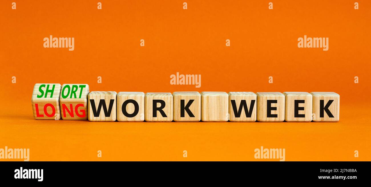 Short or long work week symbol. Turned wooden cubes and changed concept ...