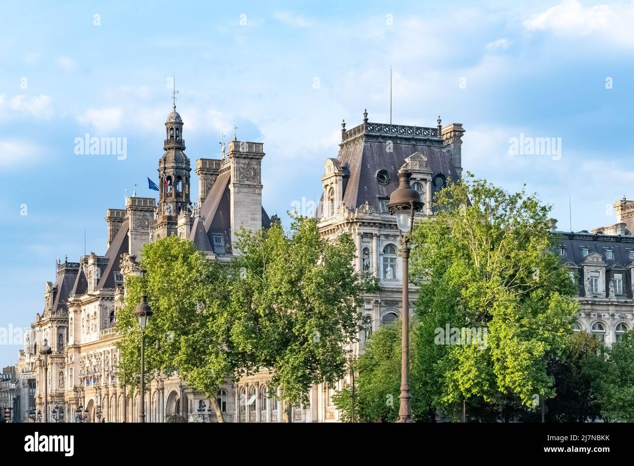 Paris, the facade of the Hotel de Ville, city hall of the French ...