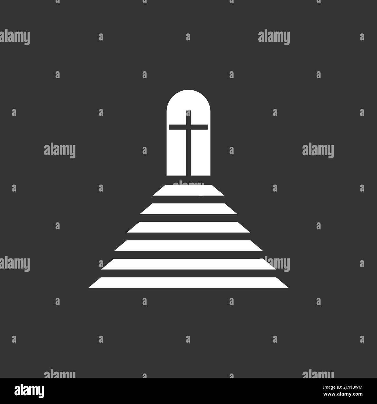 Christian illustration. Church logo. Staircase in the arch leading to ...