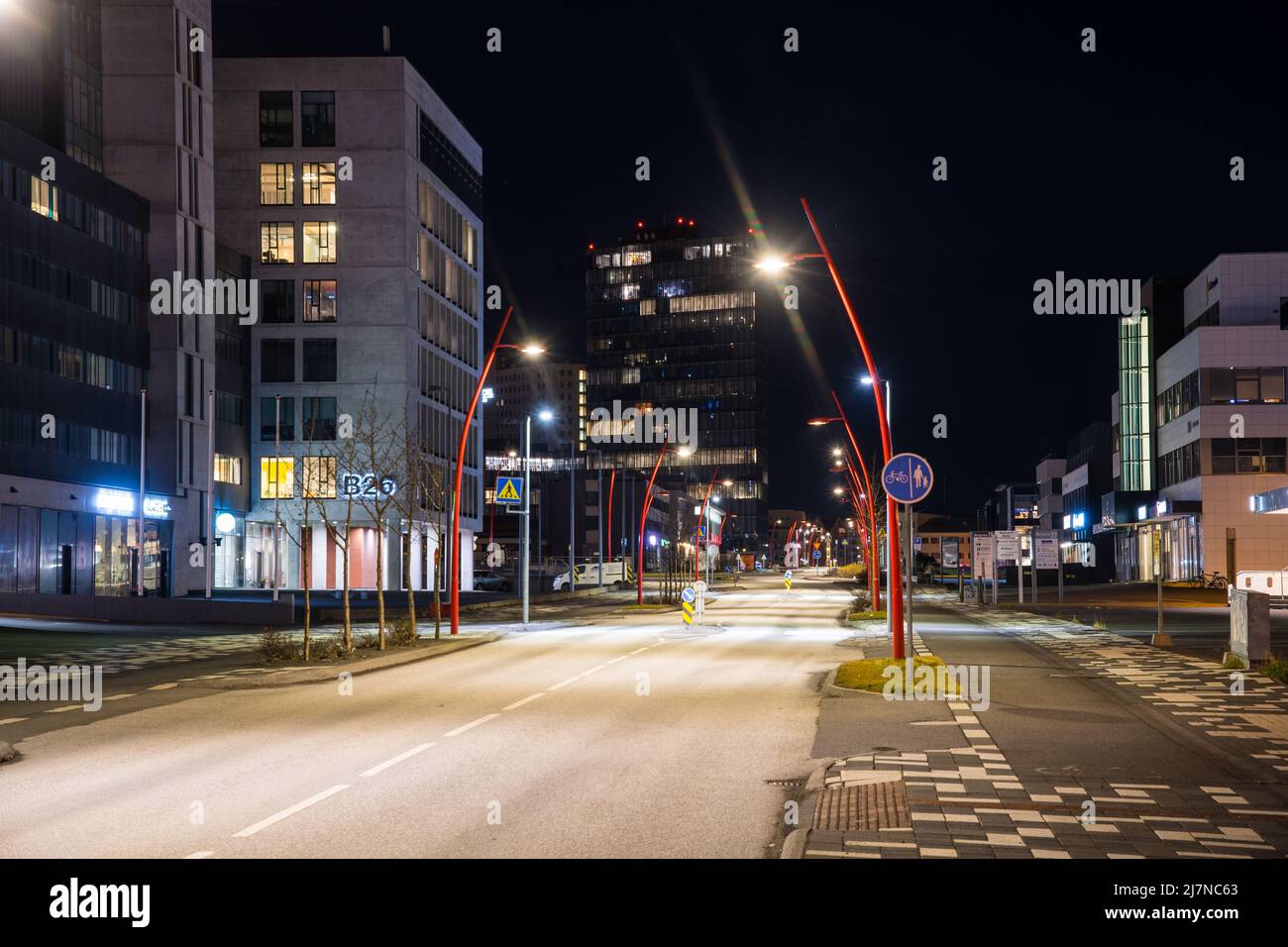 Reykjavik, Iceland - October 22. 2021: Decorative light posts of city ...