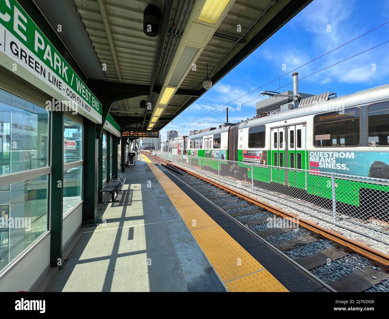 Boston Metro MBTA Kinki Sharyo Type 7 train at Science Park West End ...