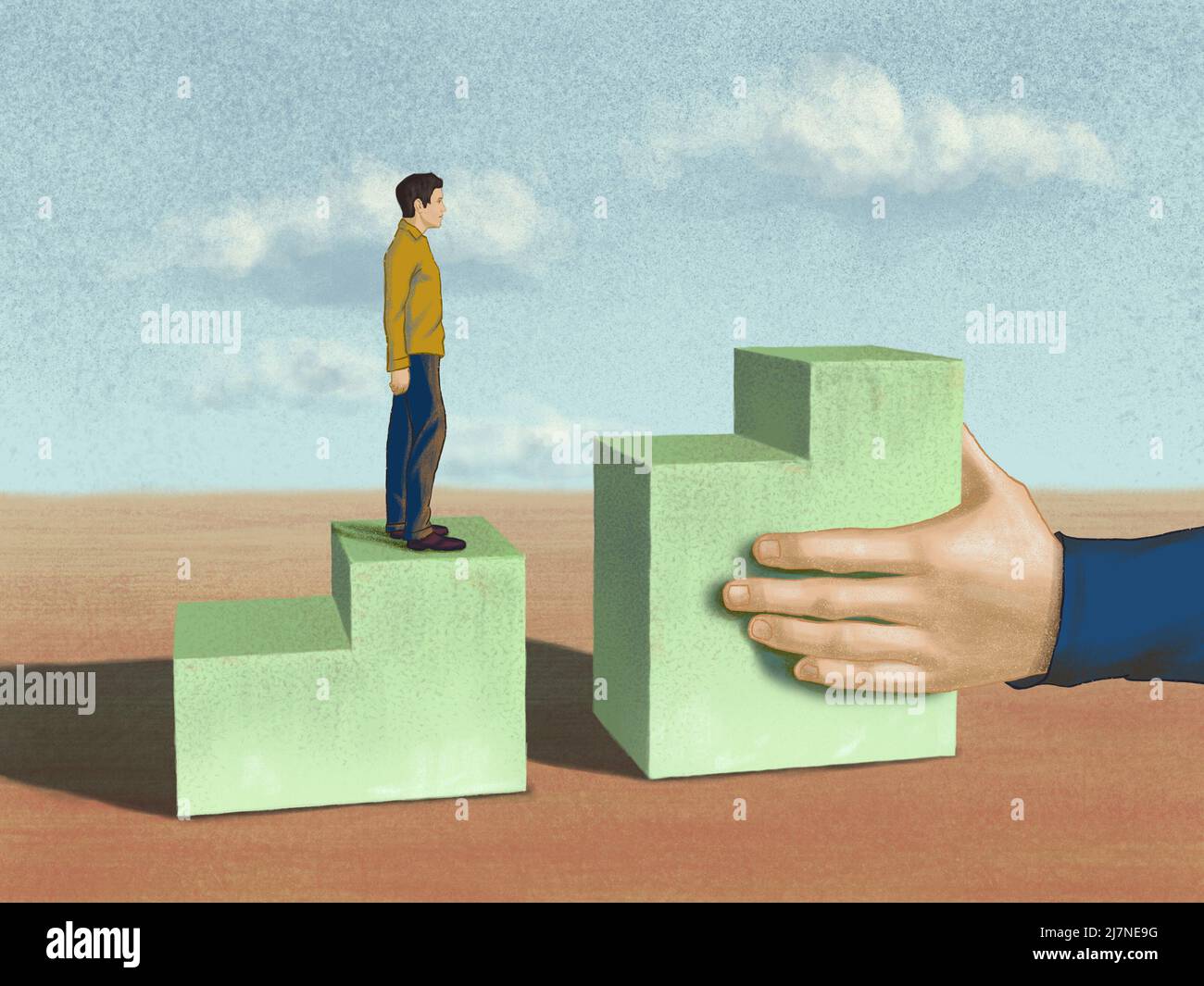 Helping people in their career advancement. Digital illustration Stock ...