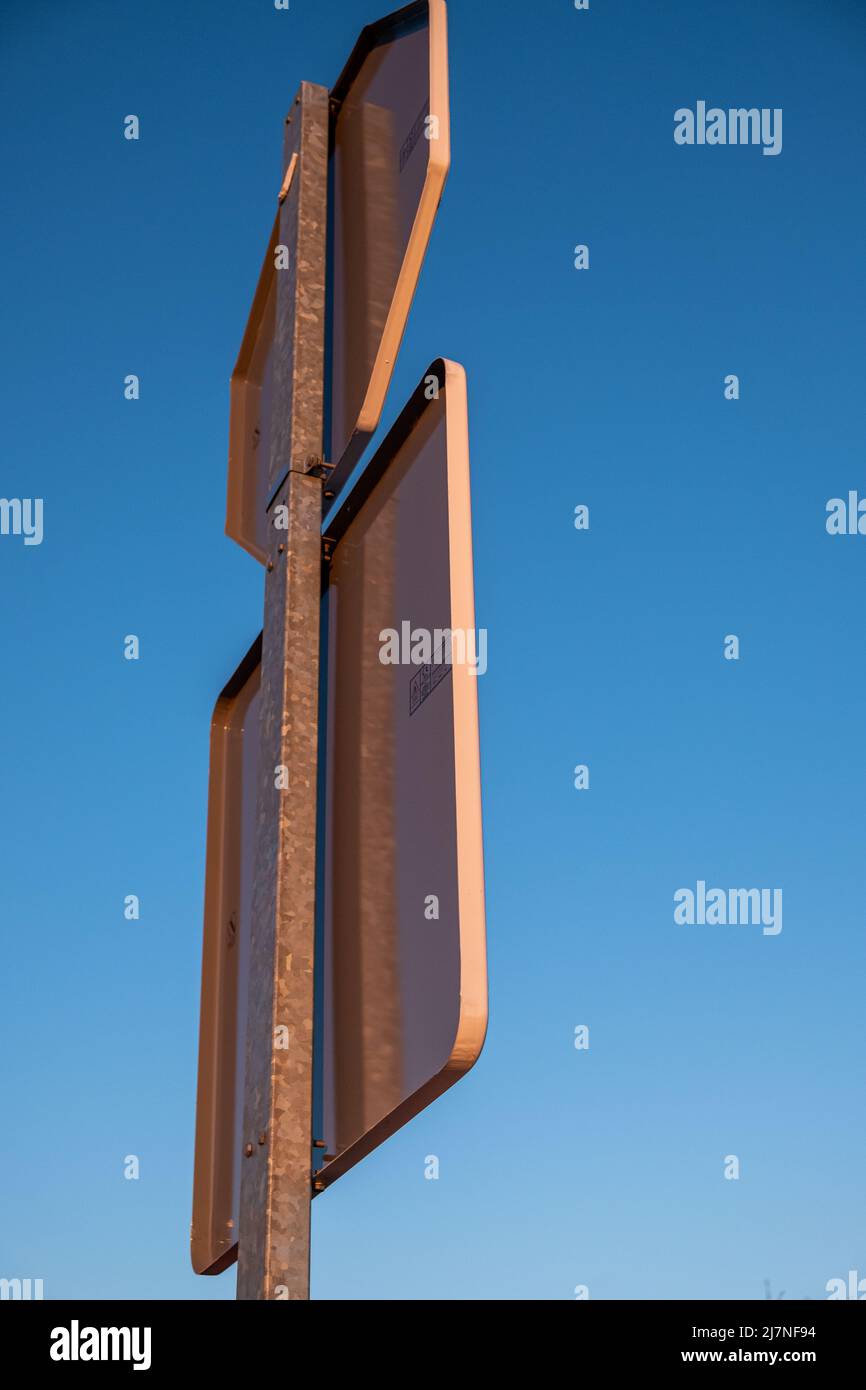 Huge white road sign hi-res stock photography and images - Alamy
