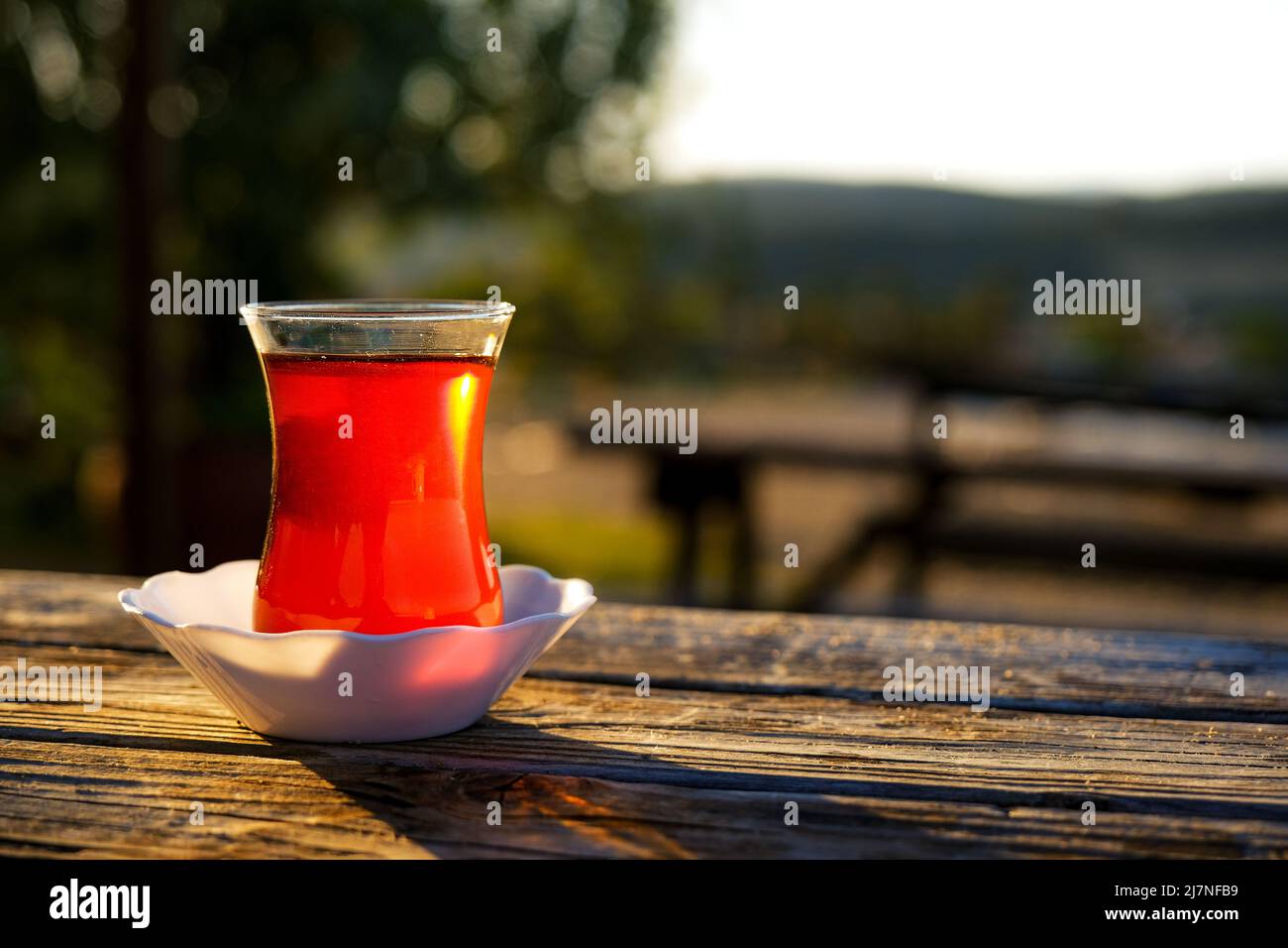 Glass of traditional Turkish tea at the seaside Stock Photo - Alamy