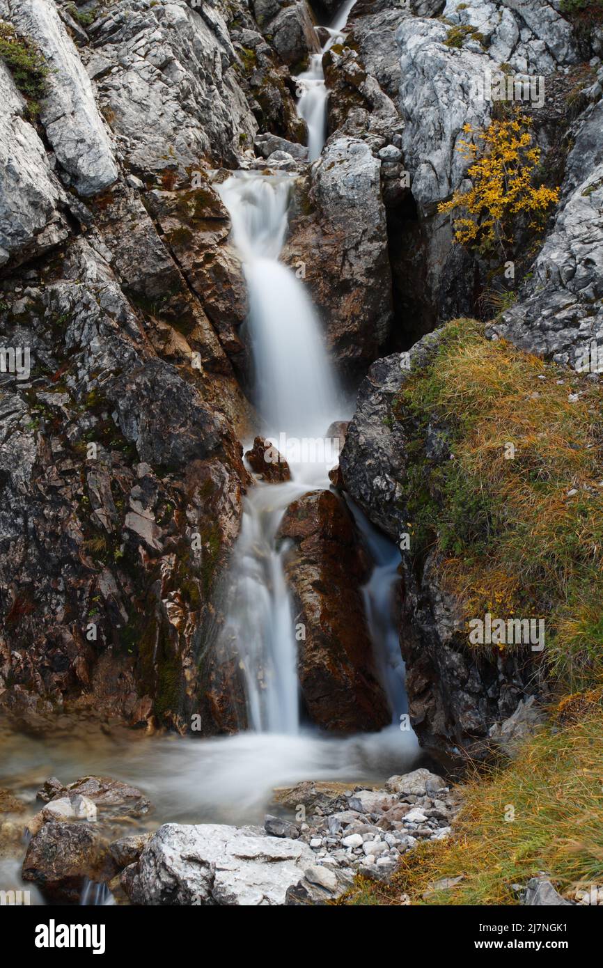 Mountain River coming out of a small gorge in Austrian Alps Stock Photo ...