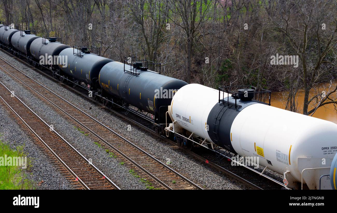 Freight train with tanker rail cars. Hamilton Ontario Canada Stock ...