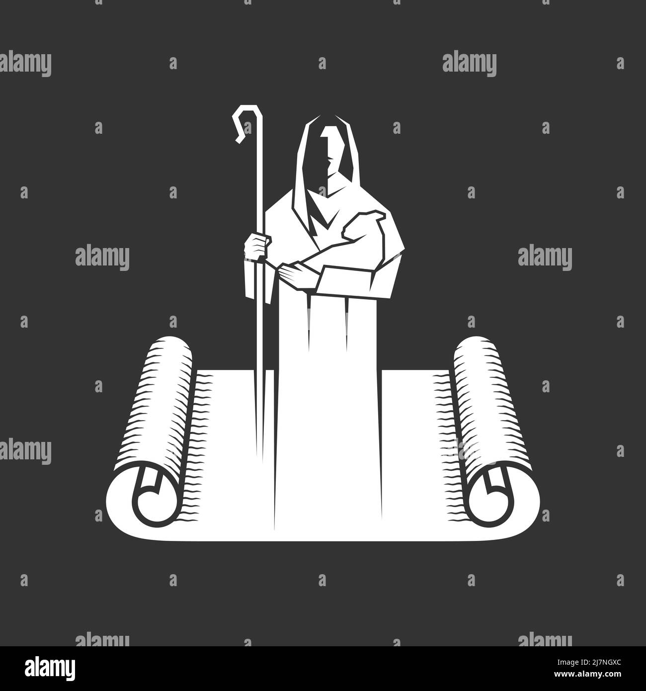 Christian illustration. Church logo. Jesus Christ is the good Shepherd ...