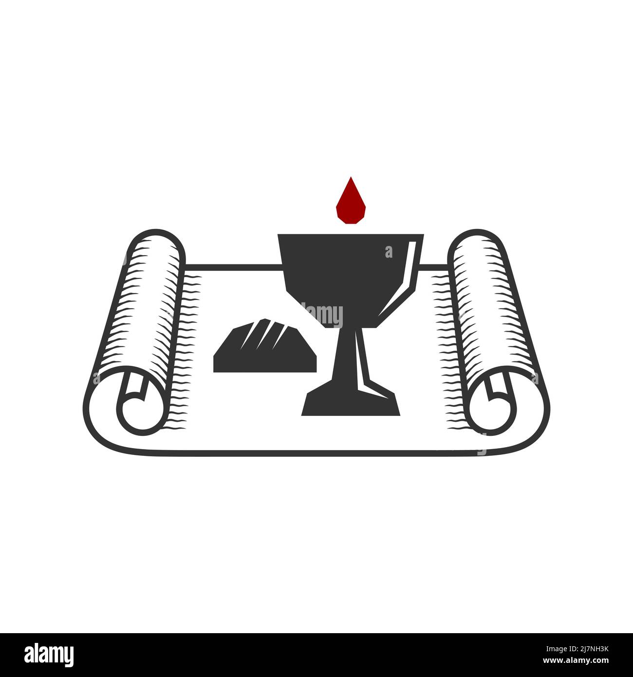 Christian illustration. Church logo. Scroll of Holy Scripture and ...