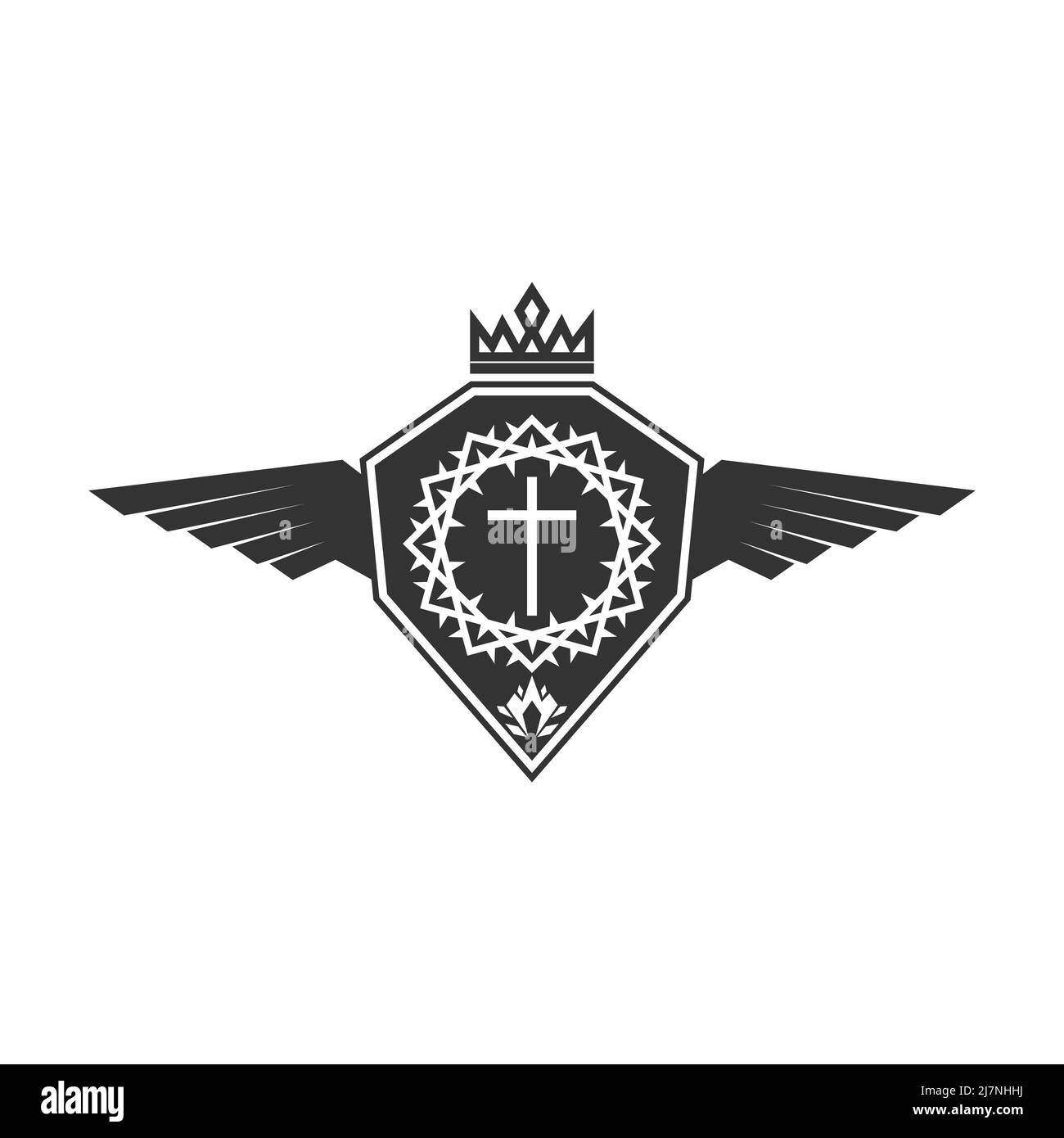 Christian illustration. Church logo. Cross and crown of thorns on the ...