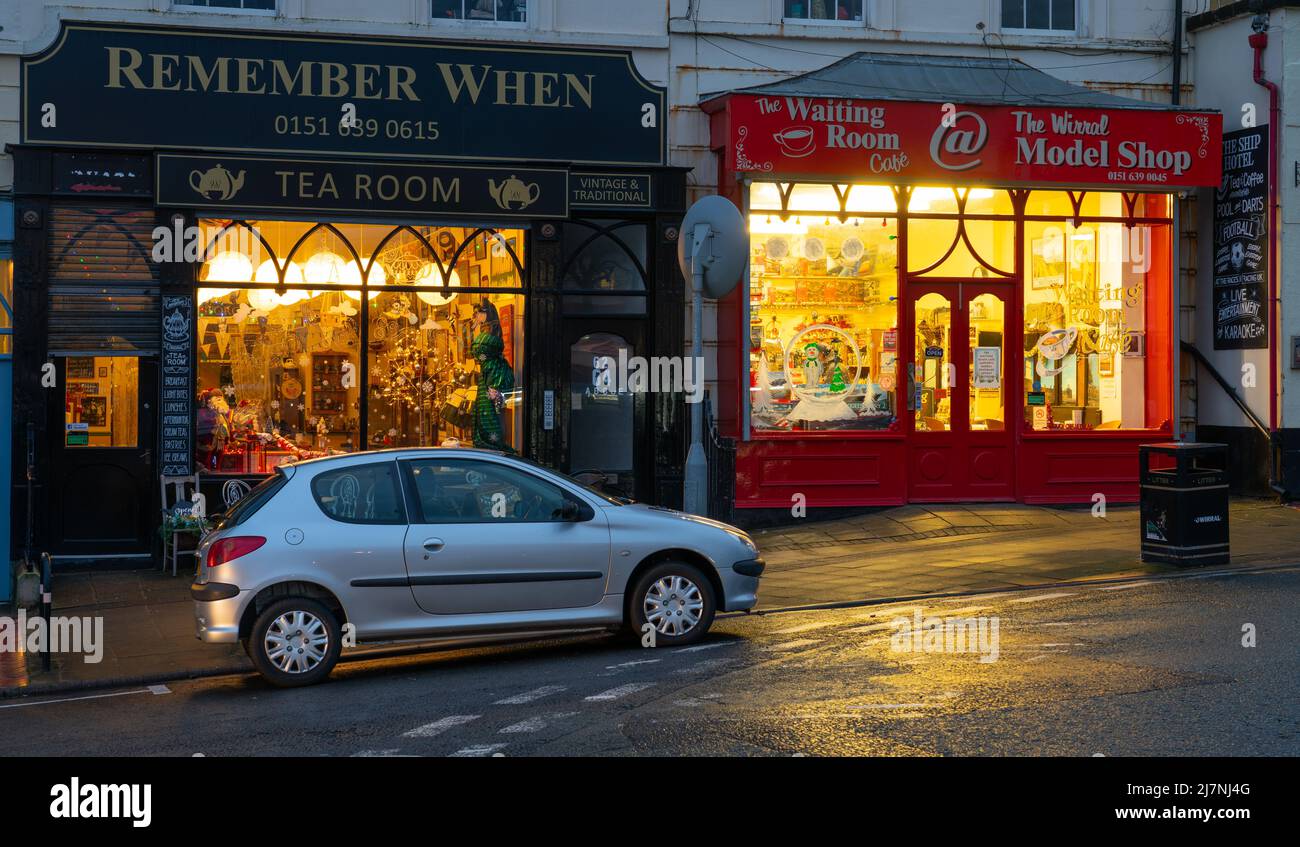 Quaint old shops in Victoria Parade, New Brighton, The Wirral, in ...