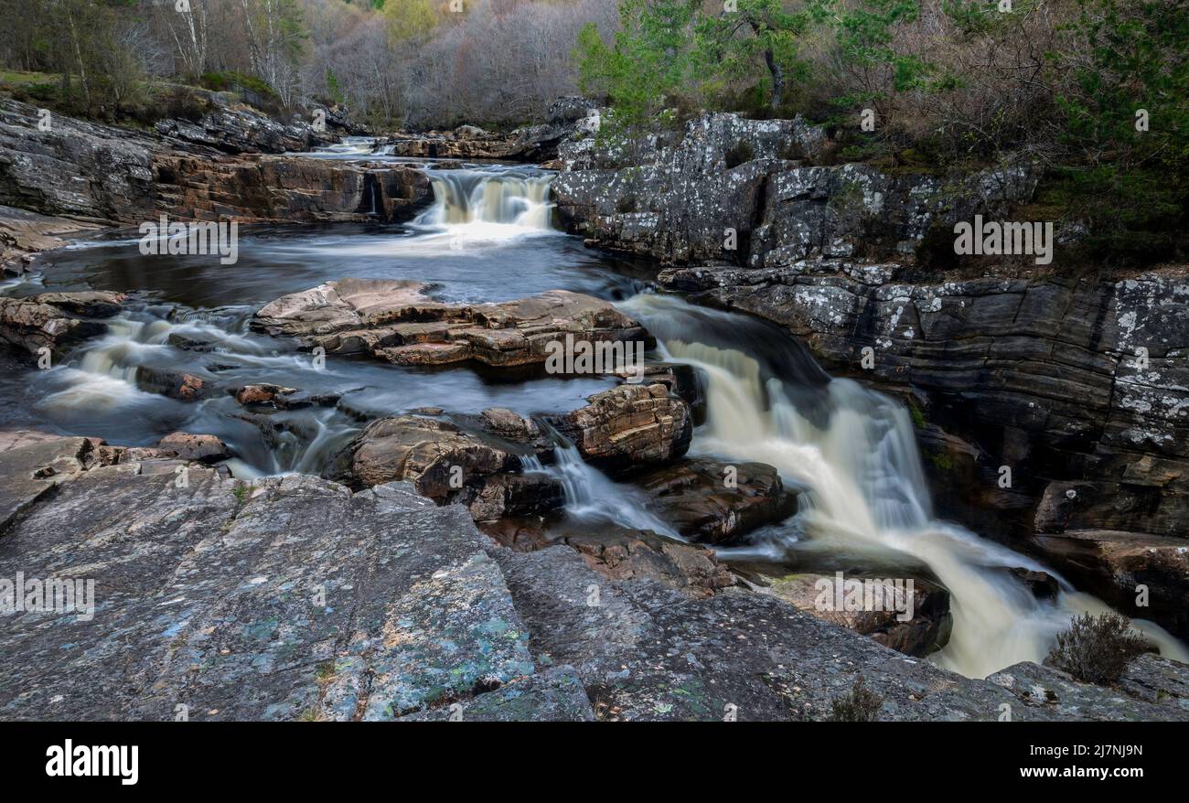 A long exposure photograph of Black Water Falls in Garve, Scotland UK ...