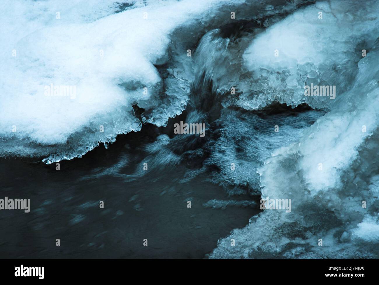 seasonal background detail on the frozen river rapids Stock Photo - Alamy