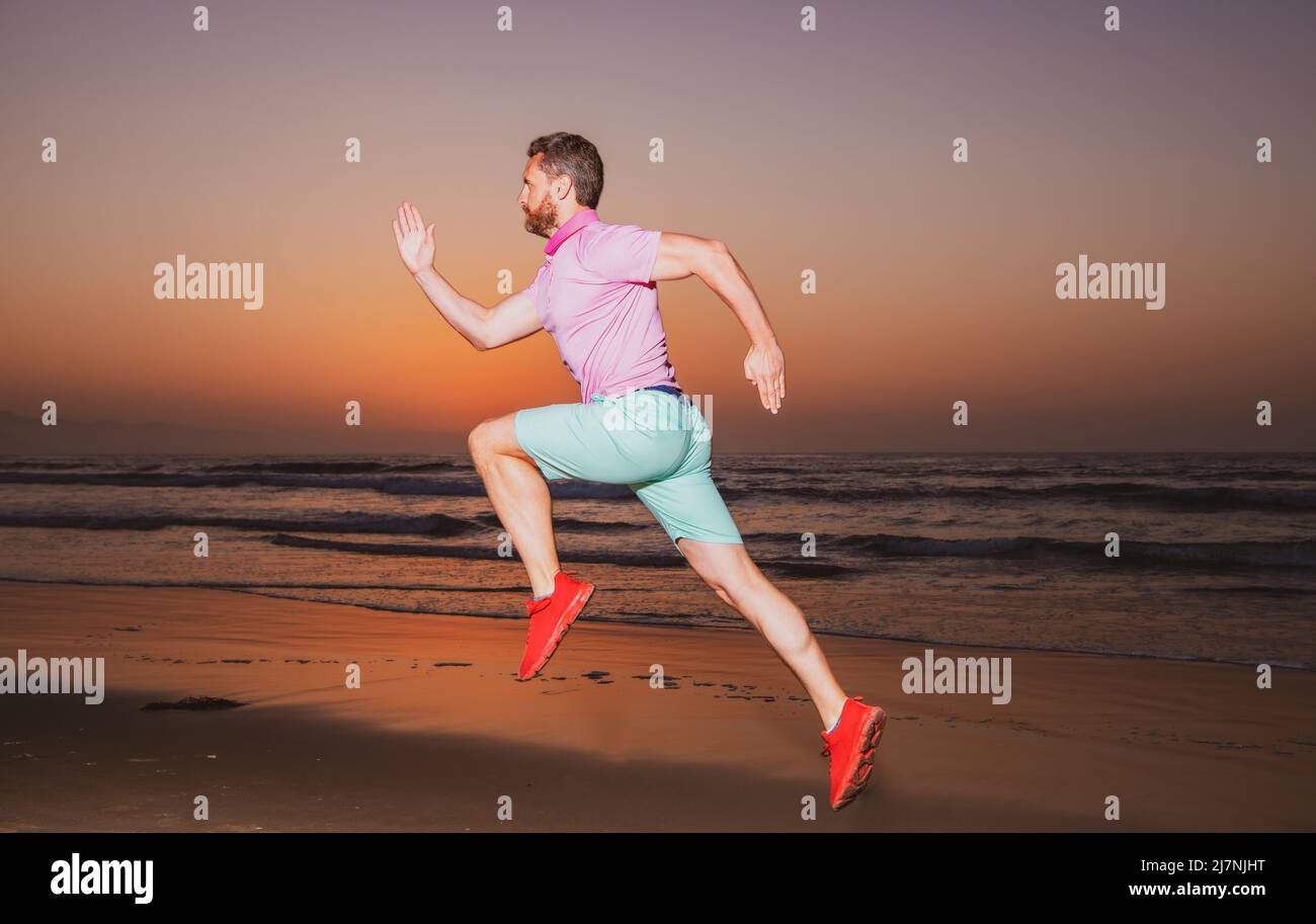 Active healthy runner jogging outdoor. Dynamic movement. Sport and ...