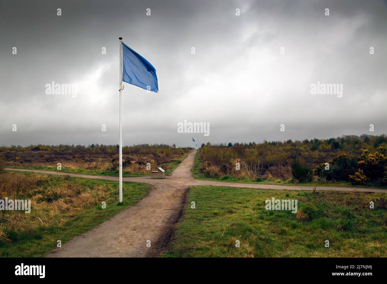 A row of blue flags that mark the Jacobite front line before the charge ...