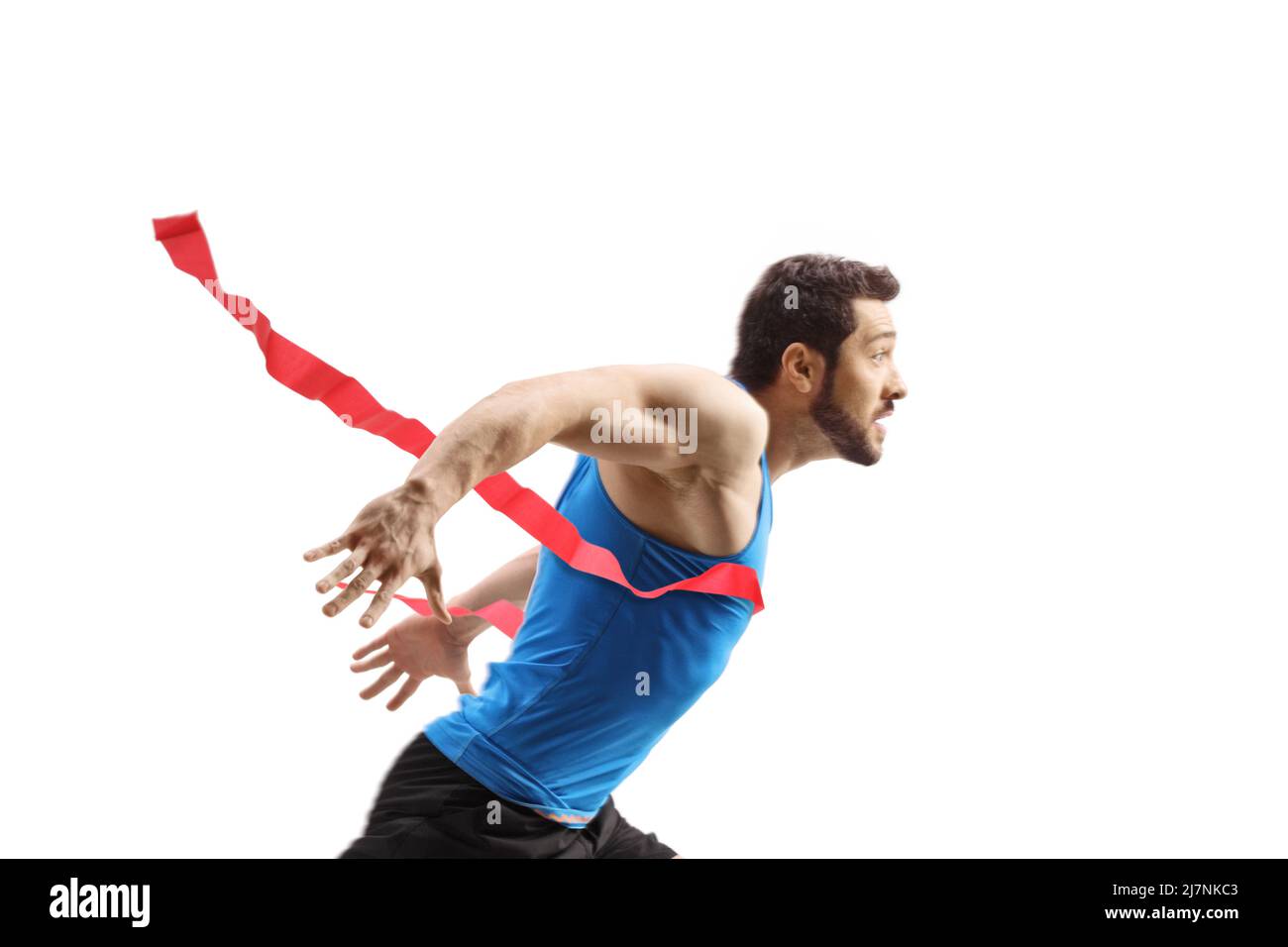 Strong man finishing a race isolated on white background Stock Photo ...