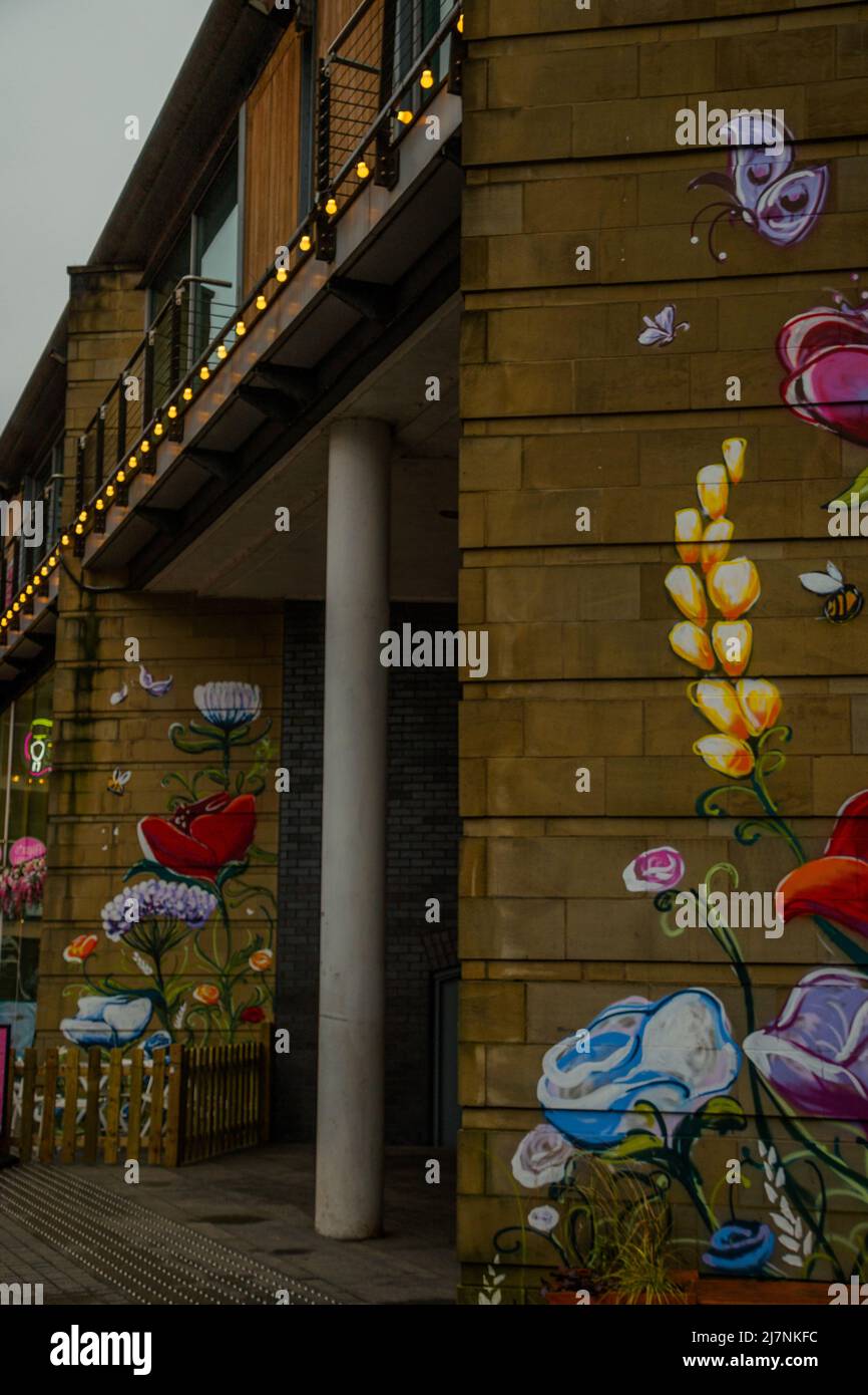 Colour street art containing multiple flowers, located in Deansgate ...