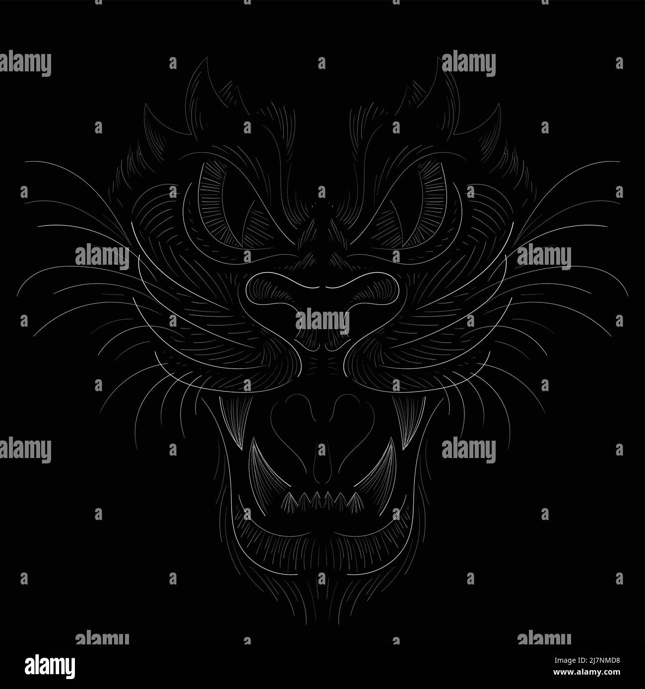 Tiger painting old Black and White Stock Photos & Images - Alamy