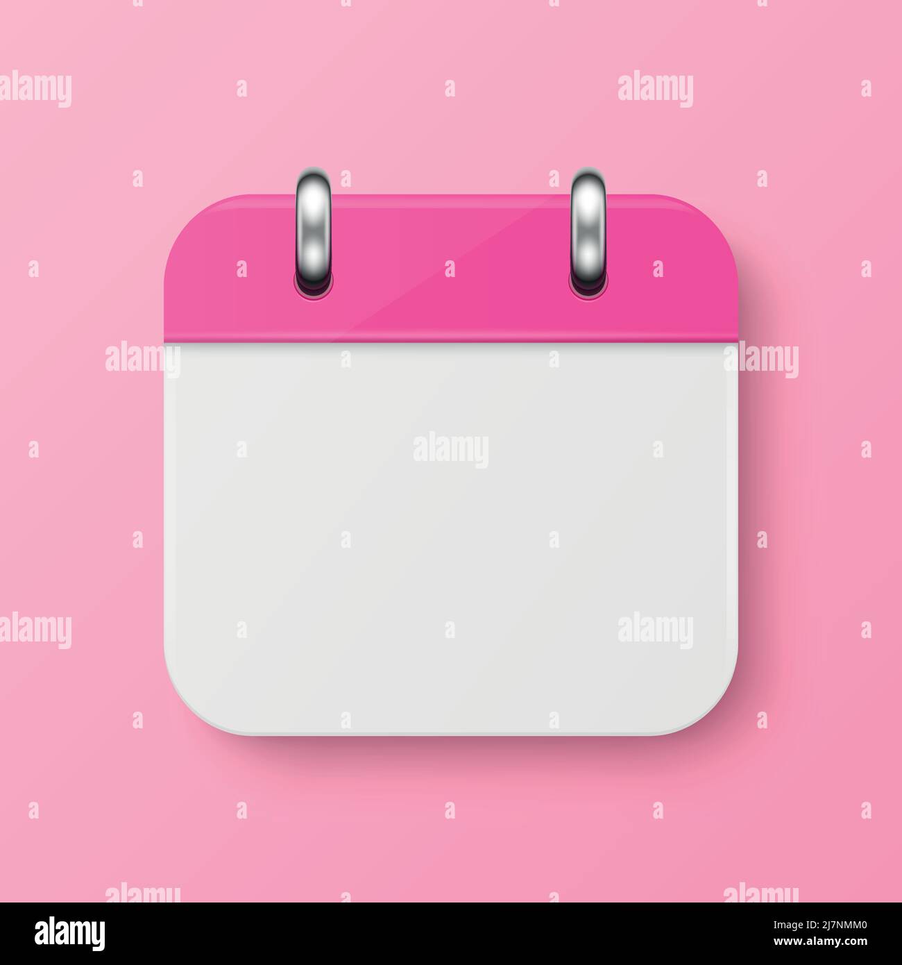 Vector 3d Realistic Simple Classic Minimalistic Pink Calendar Icon on ...