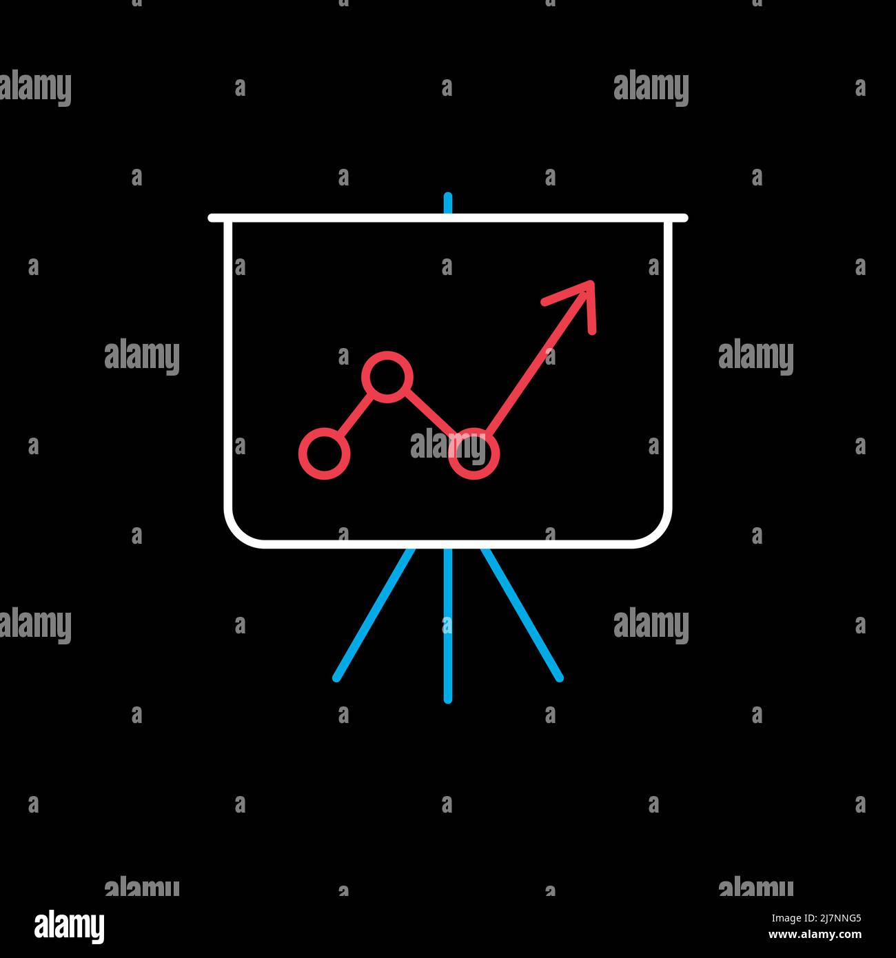 Flip-chart outline icon. Projection screen with a graph. Business sign ...
