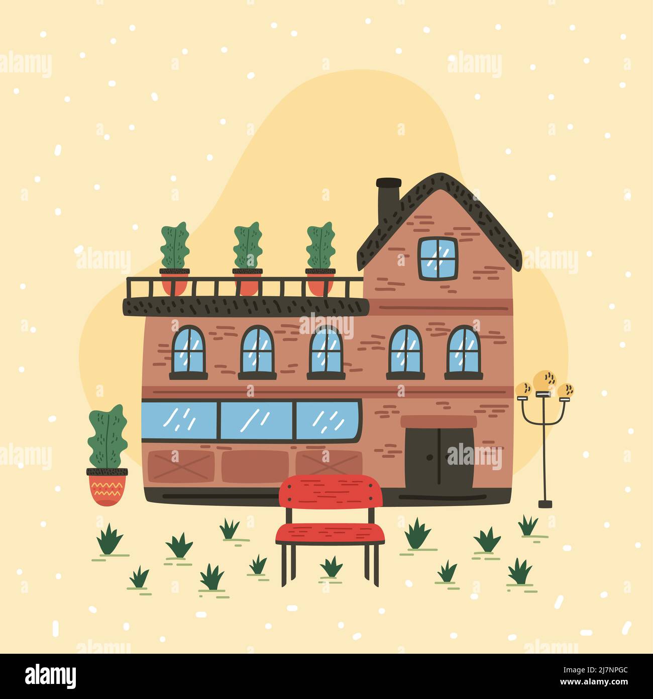 house and park bench scene Stock Vector Image & Art - Alamy
