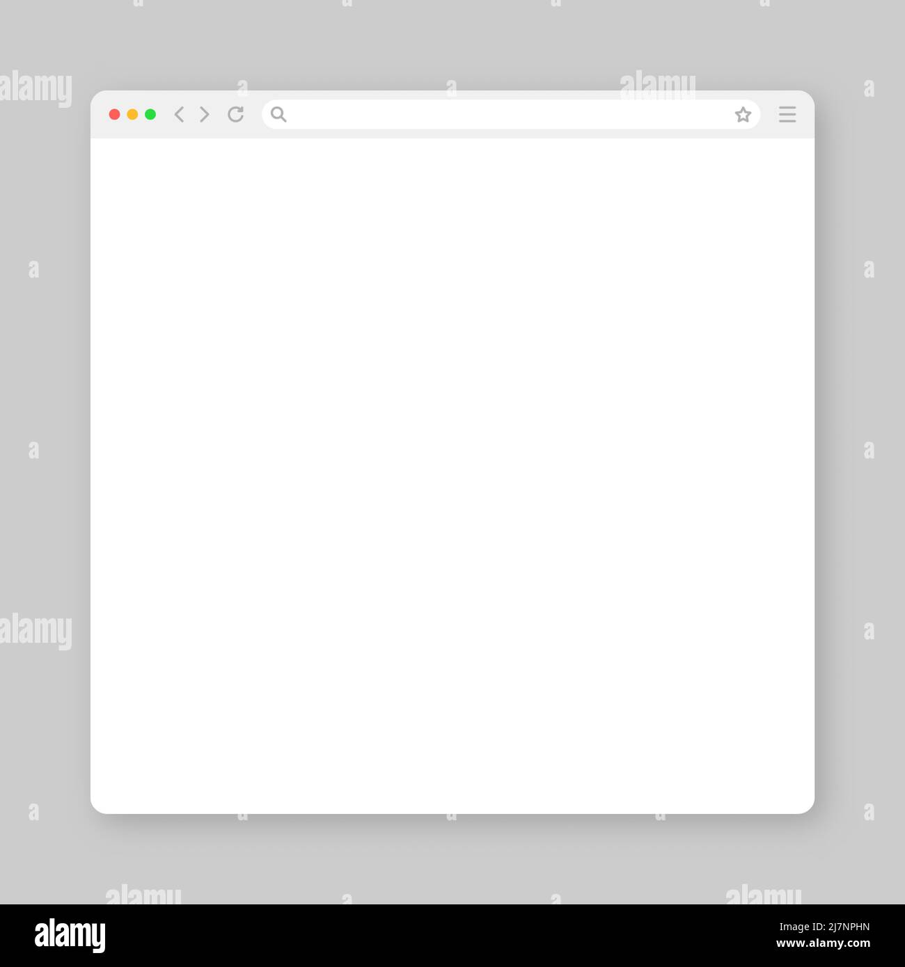 Blank web browser window with toolbar and search field. Modern website ...
